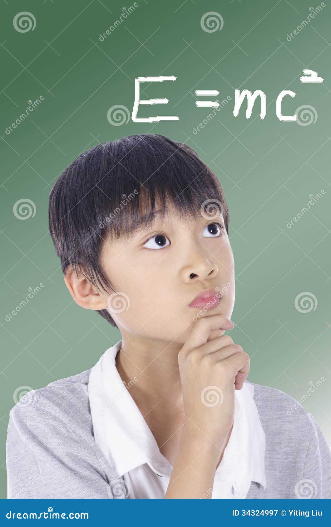 School boy is thinking stock image. Image of child, face - 34324997