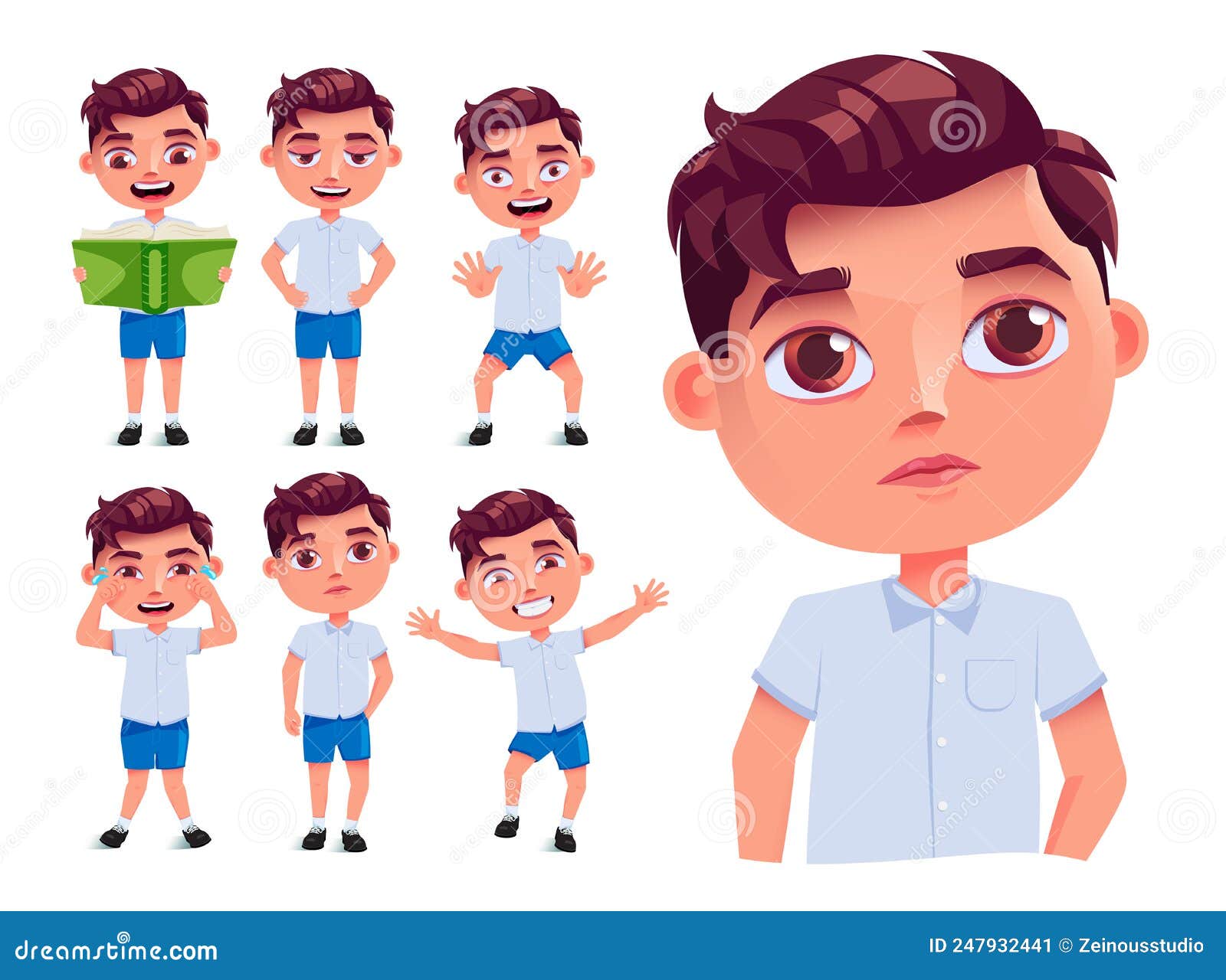 School Boy Vector Character Set Design. Male Student Characters ...