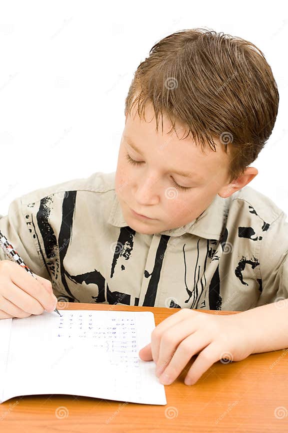 School boy writing stock photo. Image of hand, child, childhood - 9564426
