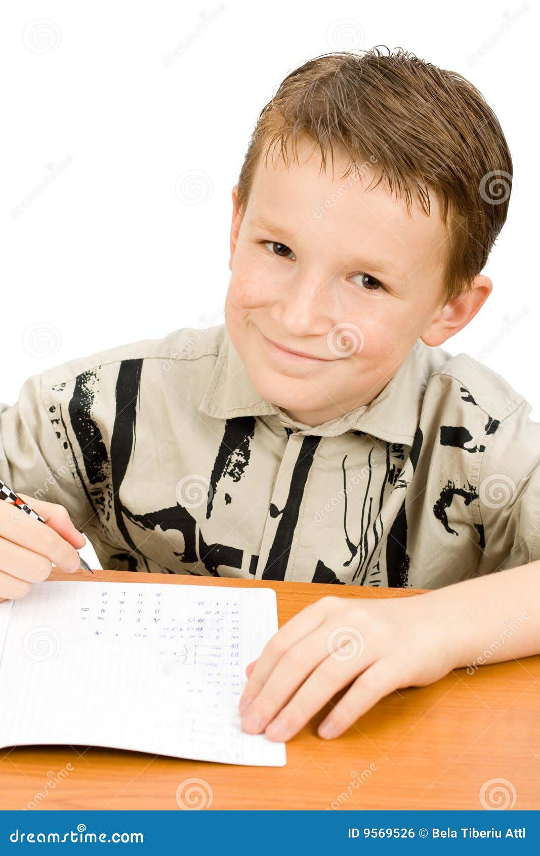School boy writing stock photo. Image of schoolboy, sitting - 9569526