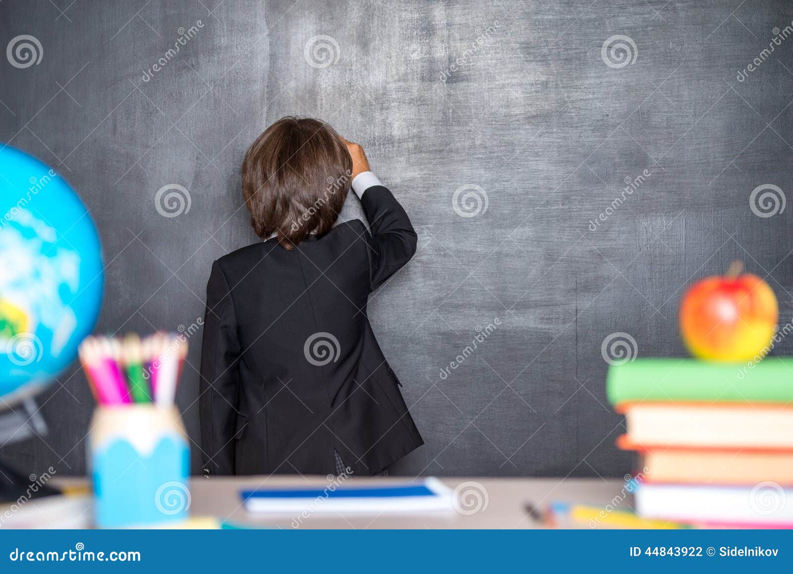 School Boy Writing on Blackboard Stock Photo - Image of homework ...