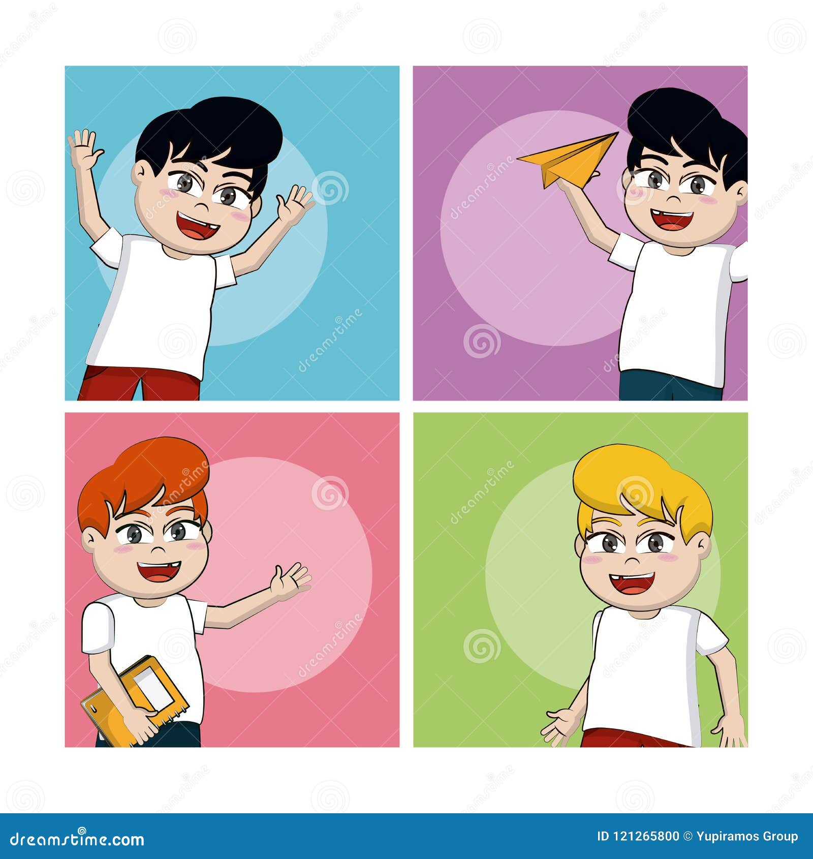 School boys cartoons stock vector. Illustration of cheerful - 121265800