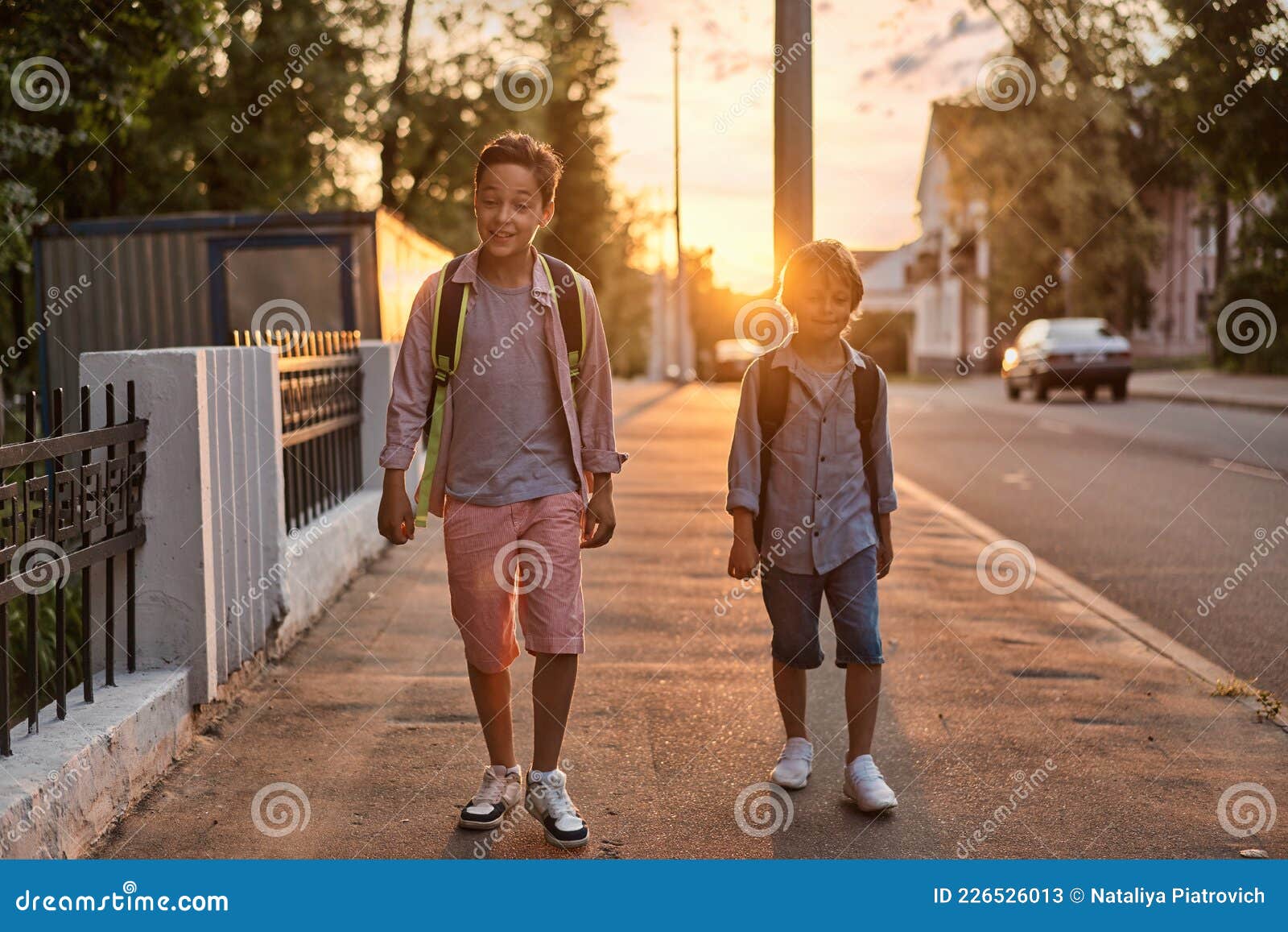 School Boys Running To School. School Boys Having Fun after School ...