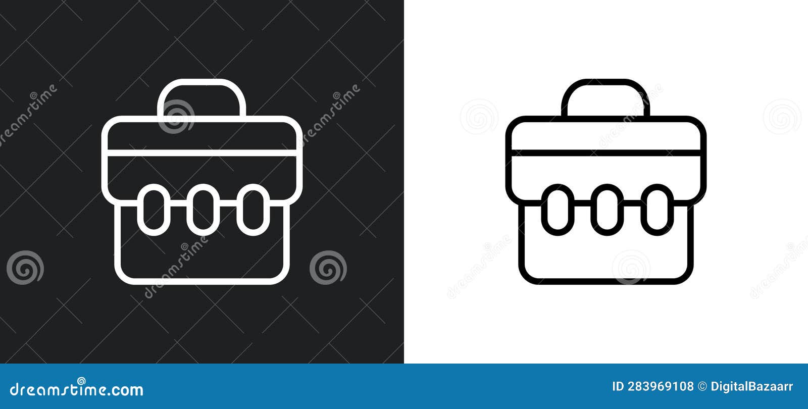 School Briefcase Outline Icon in White and Black Colors. School ...