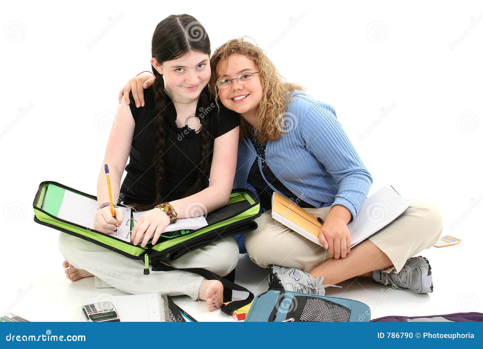 School Buddies stock photo. Image of full, brunette, books - 786790