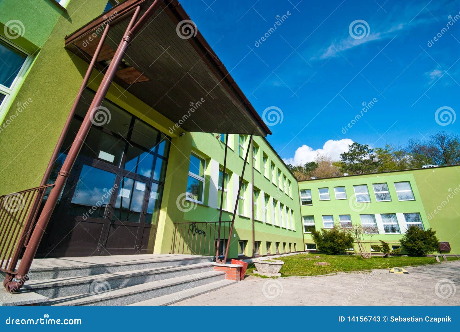 School building stock image. Image of school, green, official - 14156743