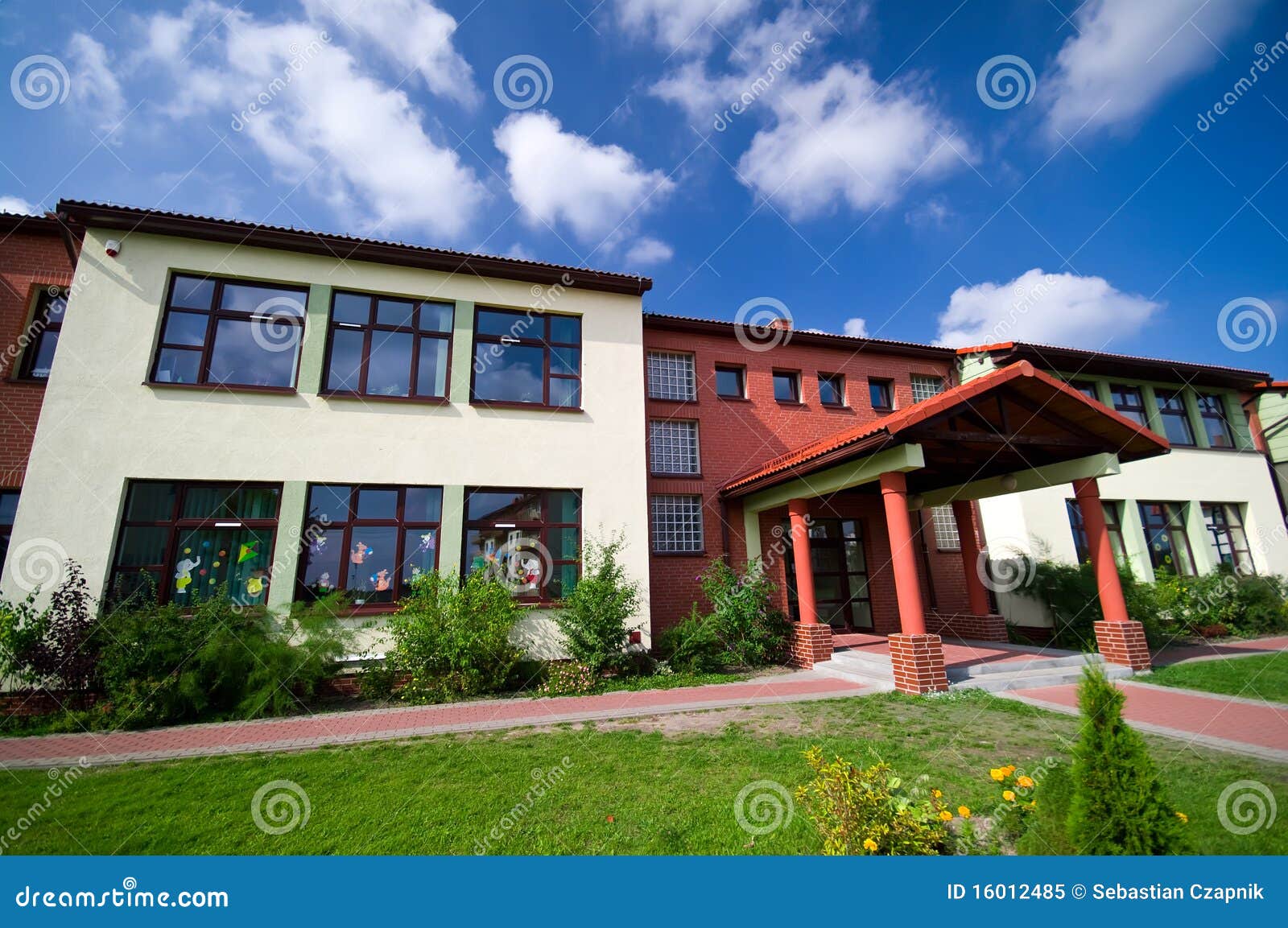 School building stock image. Image of house, entrance - 16012485