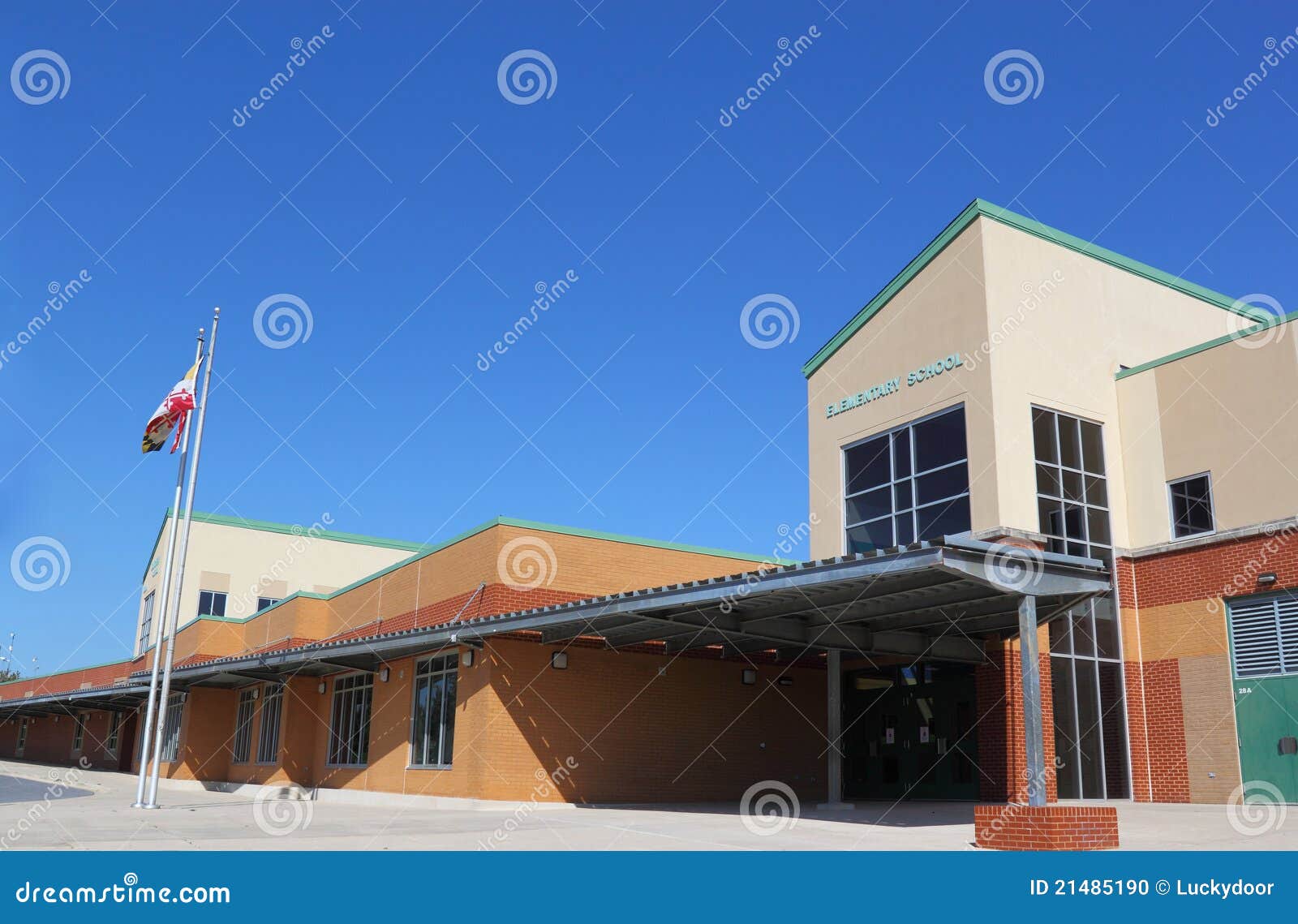 School Building Flag stock photo. Image of facade, elementary - 21485190