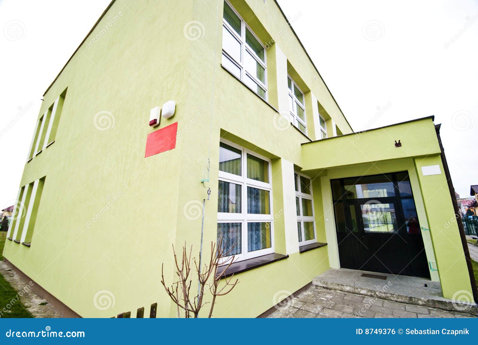 School building stock photo. Image of official, yellow - 8749376