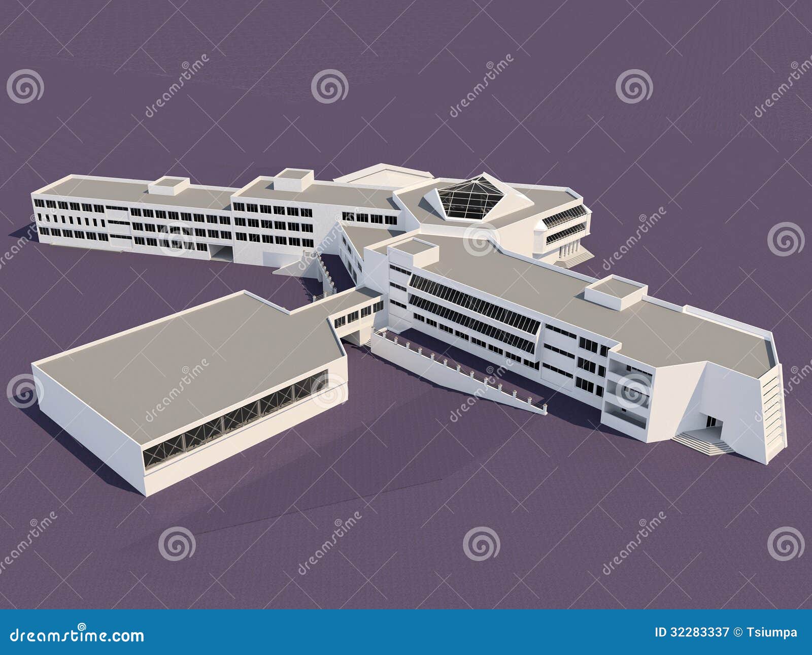 Modern School Building Sketch
