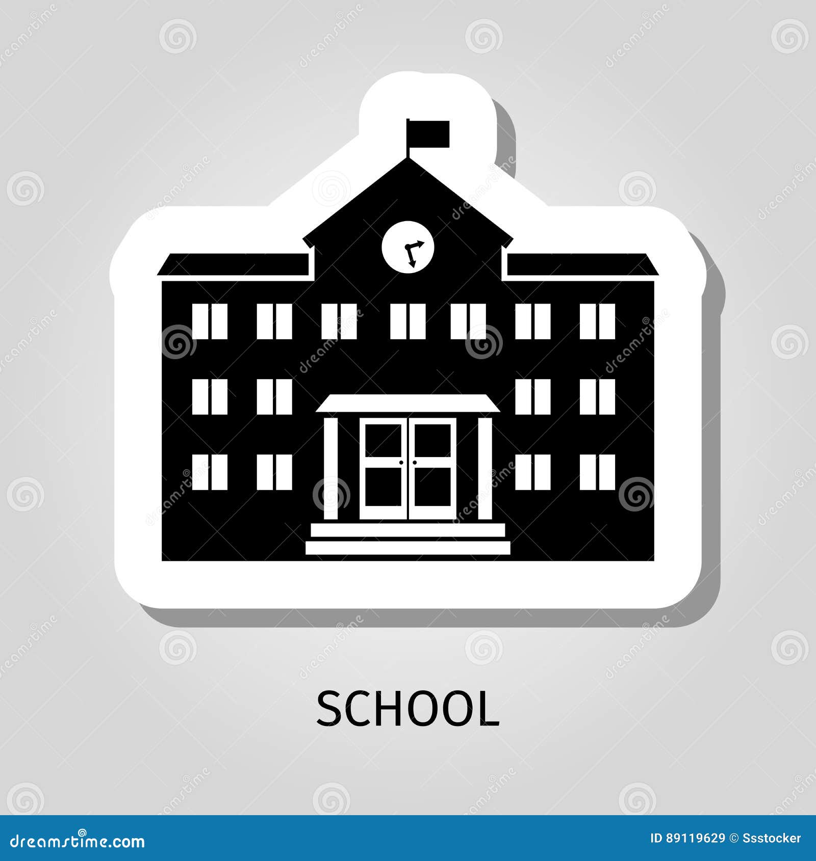 School Building Black Sticker Stock Vector - Illustration of bell ...