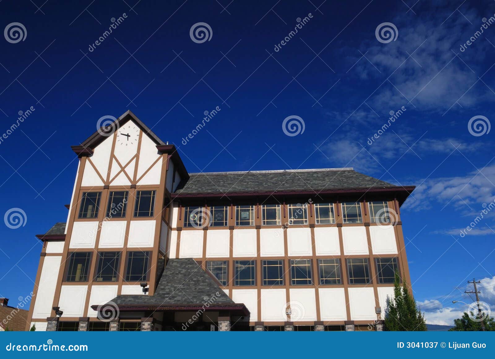 School Building With Clock Picture. Image: 3041037