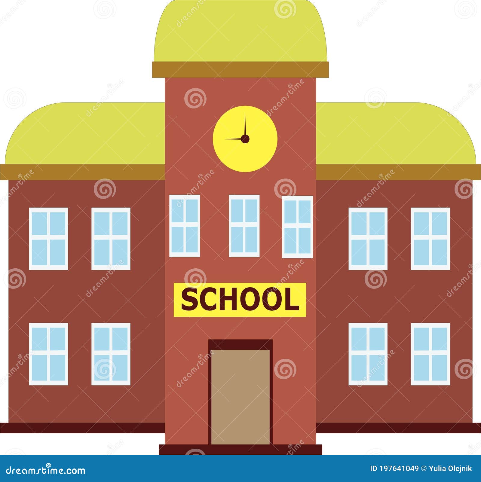 School Building with Clock Development Concept Vector Illustration ...