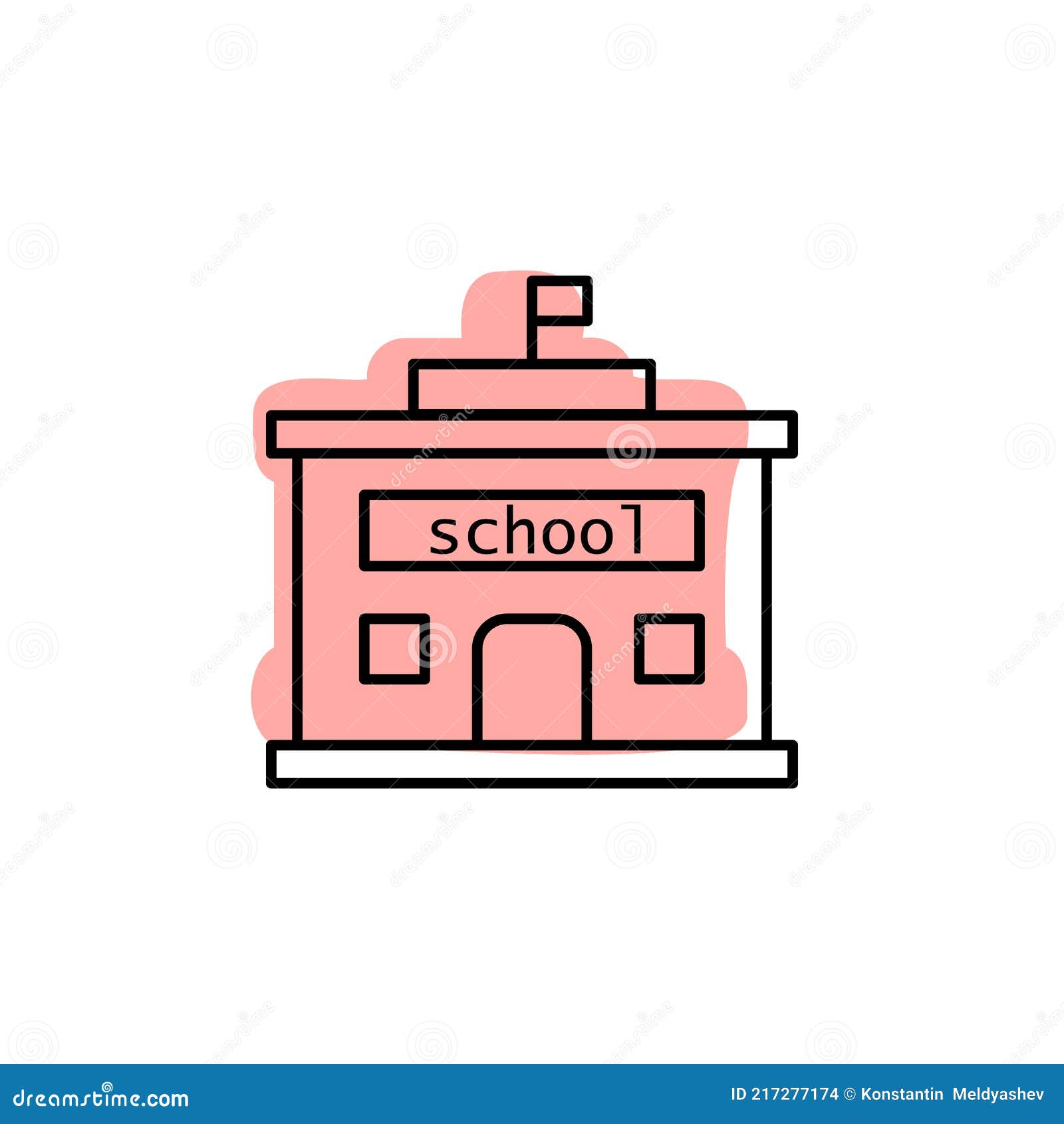 School, Building with Color Shadow Vector Icon in Building Set Stock ...