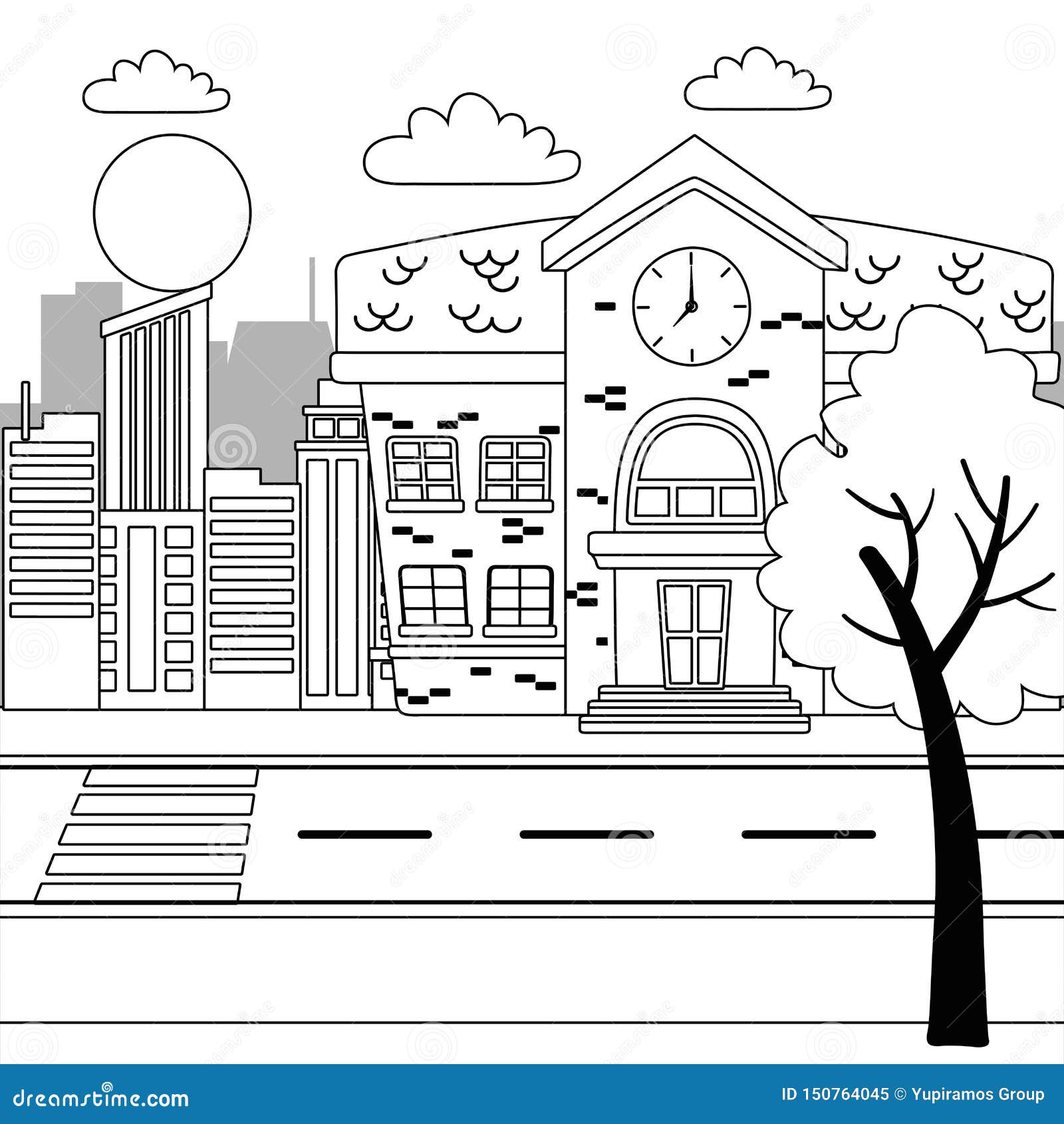 School Building Design Vector Illustration Stock Vector - Illustration ...