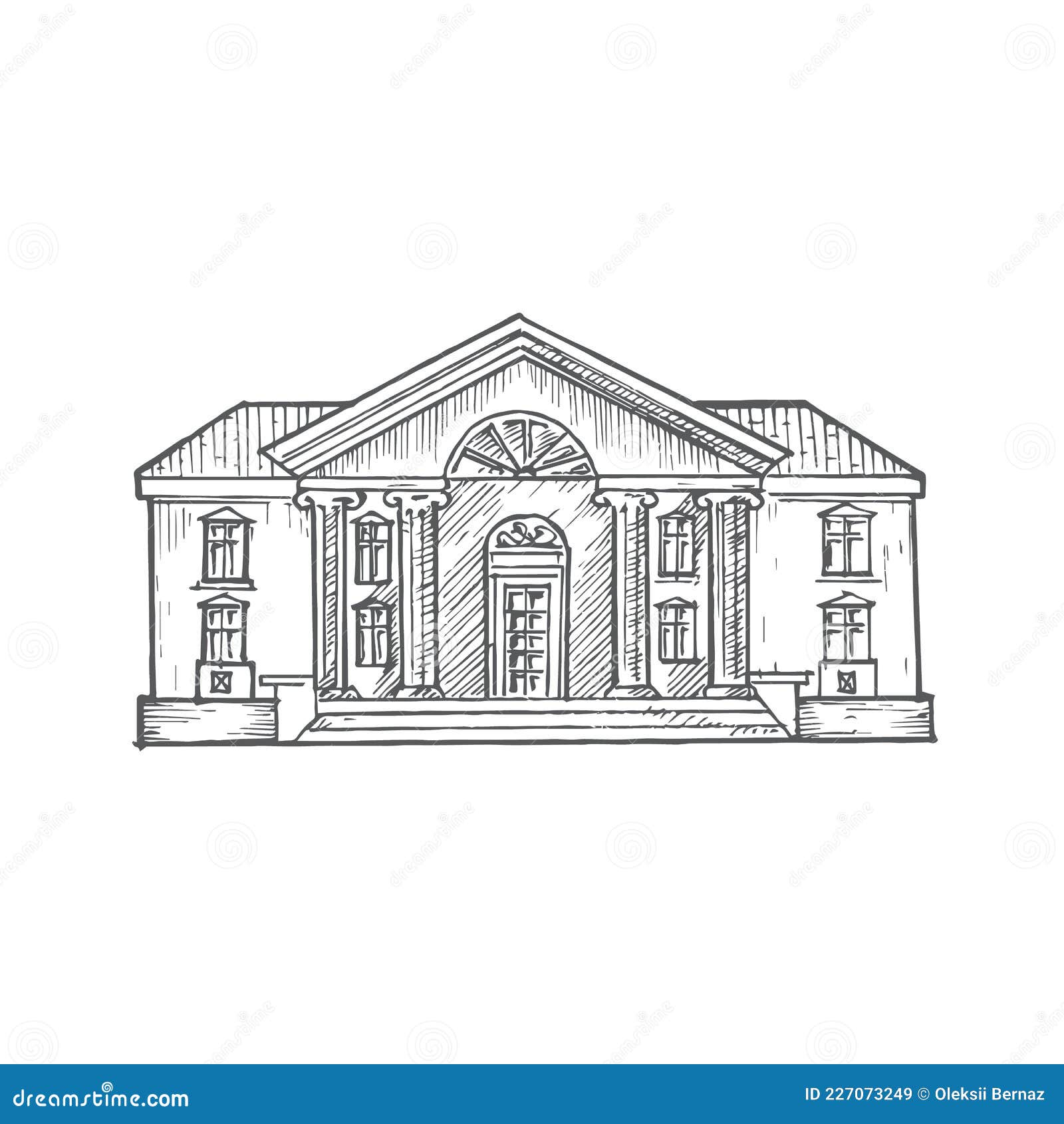School Building Drawn Doodle Vector Illustration. Knowledge or ...