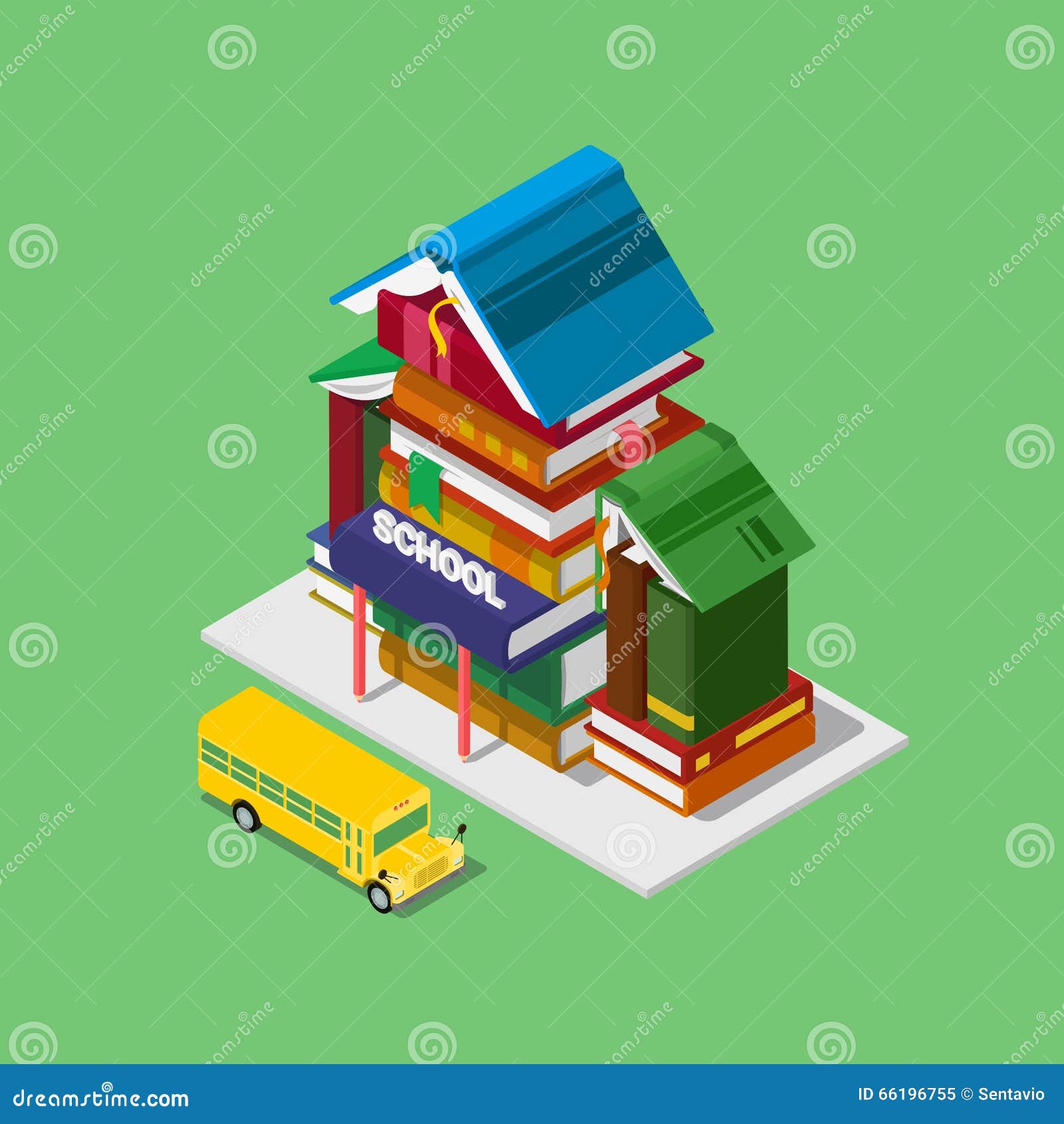 School Building Education Knowledge Flat 3d Isometric Vector Stock ...