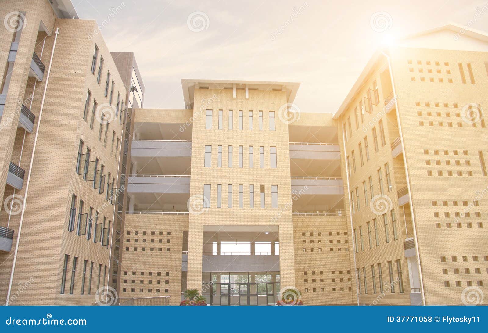 School building stock photo. Image of blue, road, building - 37771058