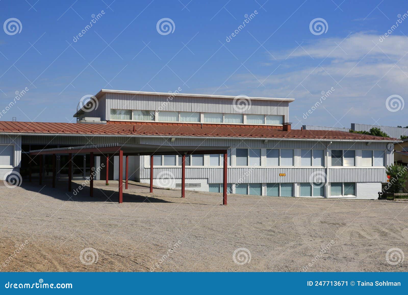 School Building with Empty Yard Stock Image - Image of canopy, finland ...