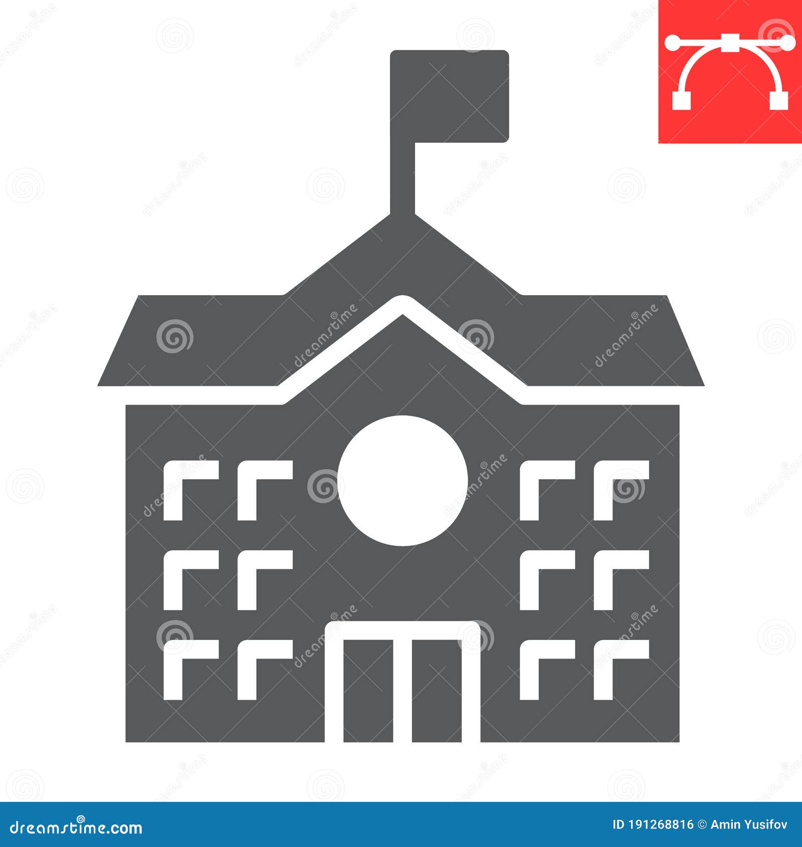 School Building Glyph Icon, School and Education, House Sign Vector ...