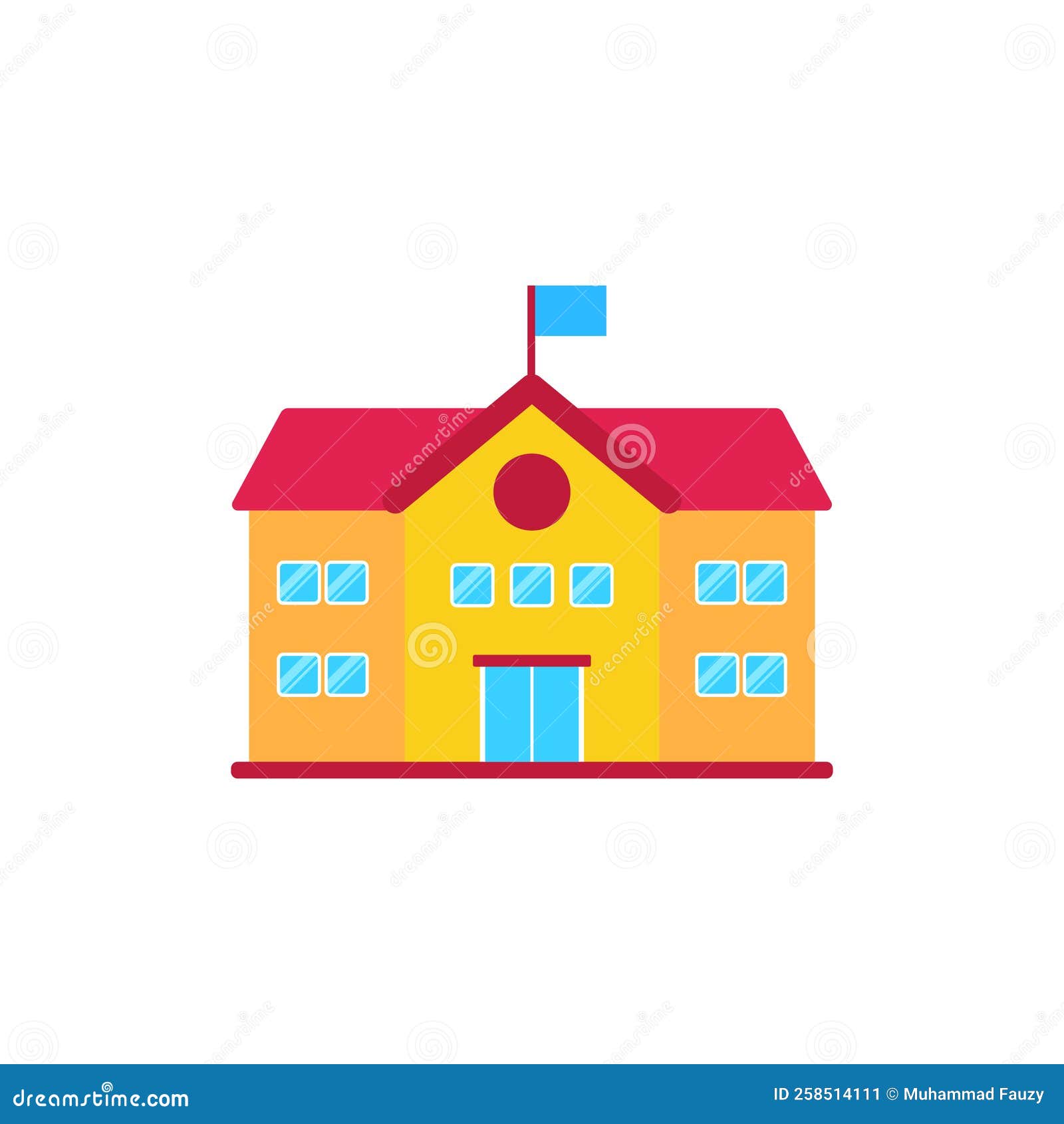 School Building Icon with Flat Style Stock Vector - Illustration of ...