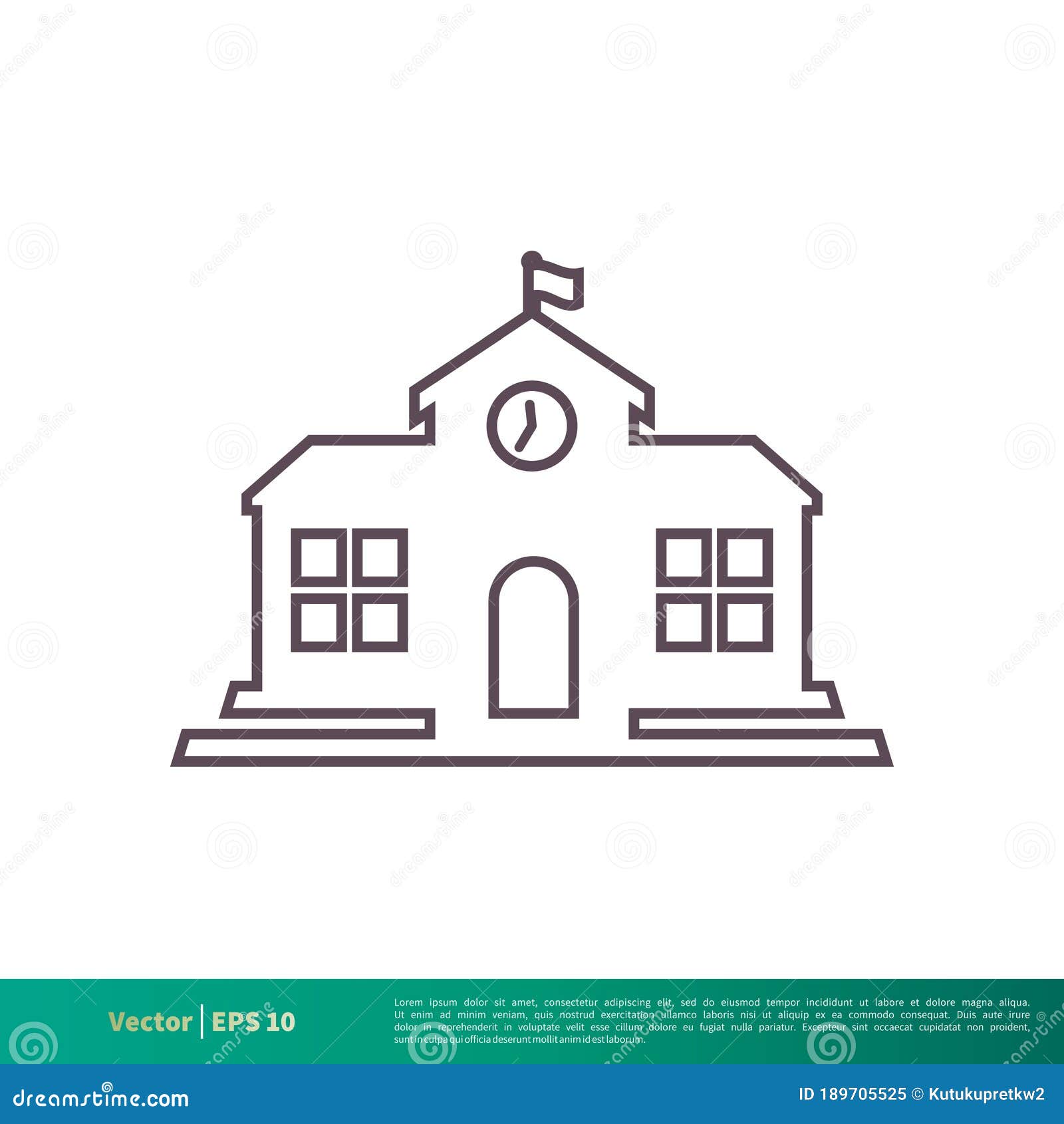 School Building Icon Vector Logo Template Illustration Design. Vector ...