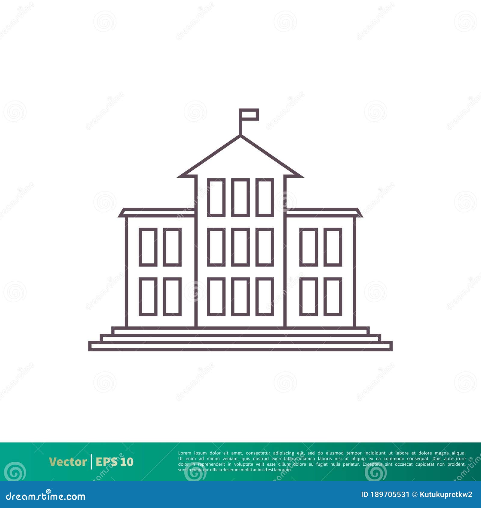 School Building Icon Vector Logo Template Illustration Design. Vector ...