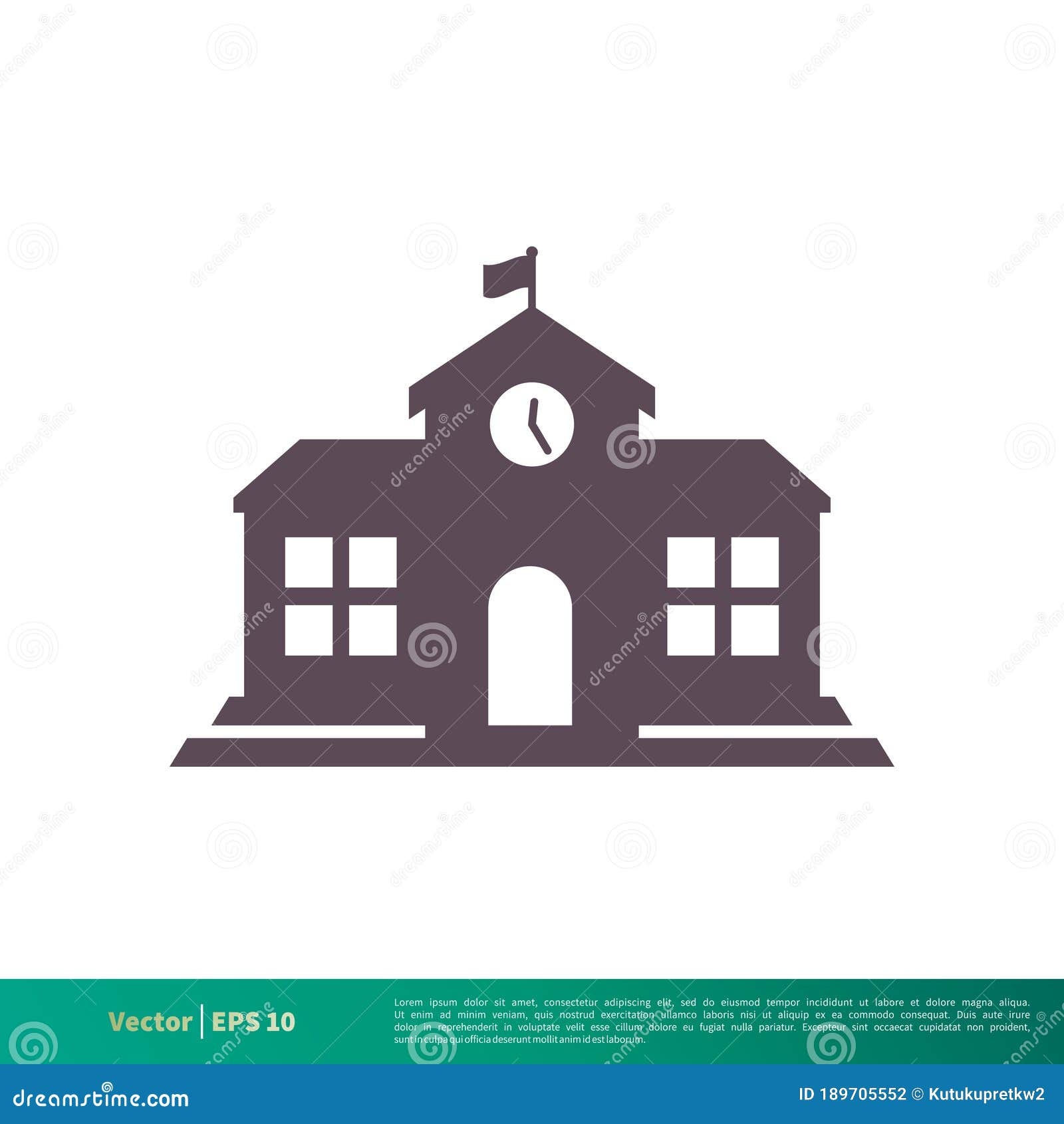 School Building Icon Vector Logo Template Illustration Design. Vector ...
