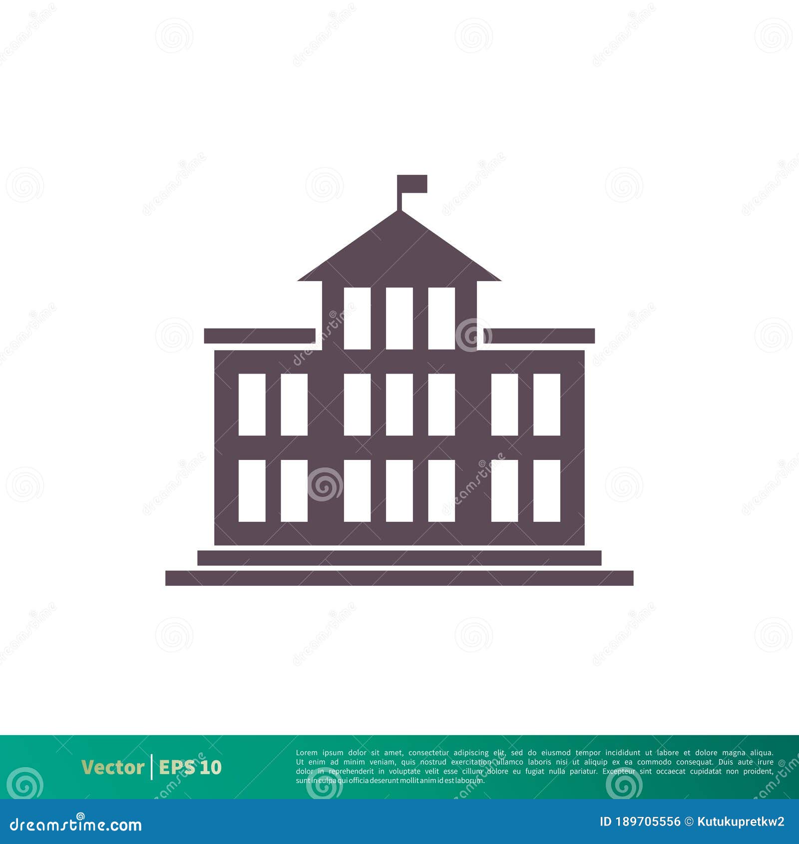 School Building Icon Vector Logo Template Illustration Design. Vector ...