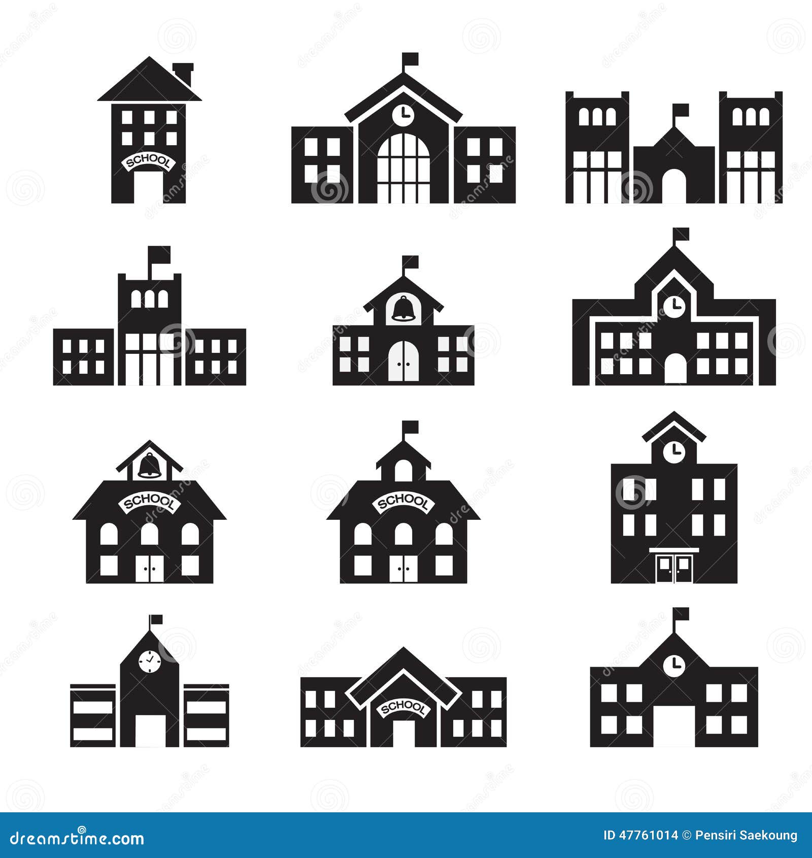 School building icon stock vector. Illustration of exterior - 47761014
