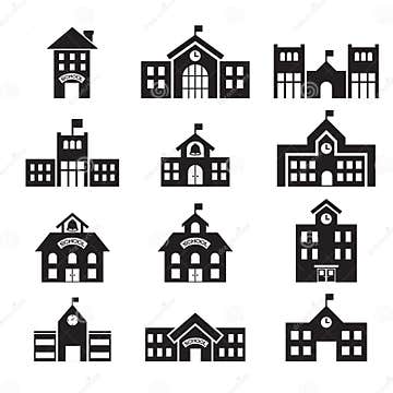 School building icon stock vector. Illustration of exterior - 47761014