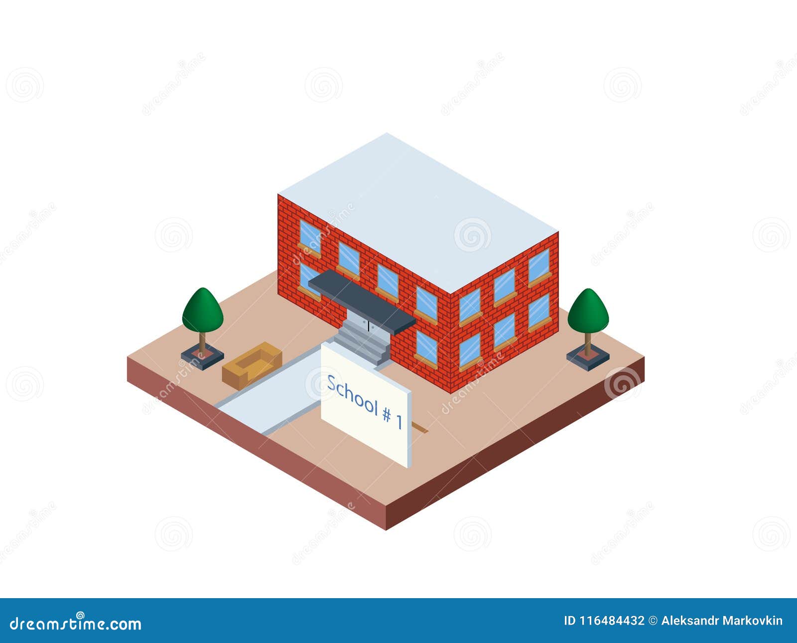 School Building in Isometric Projection Necessary Creative Designers ...