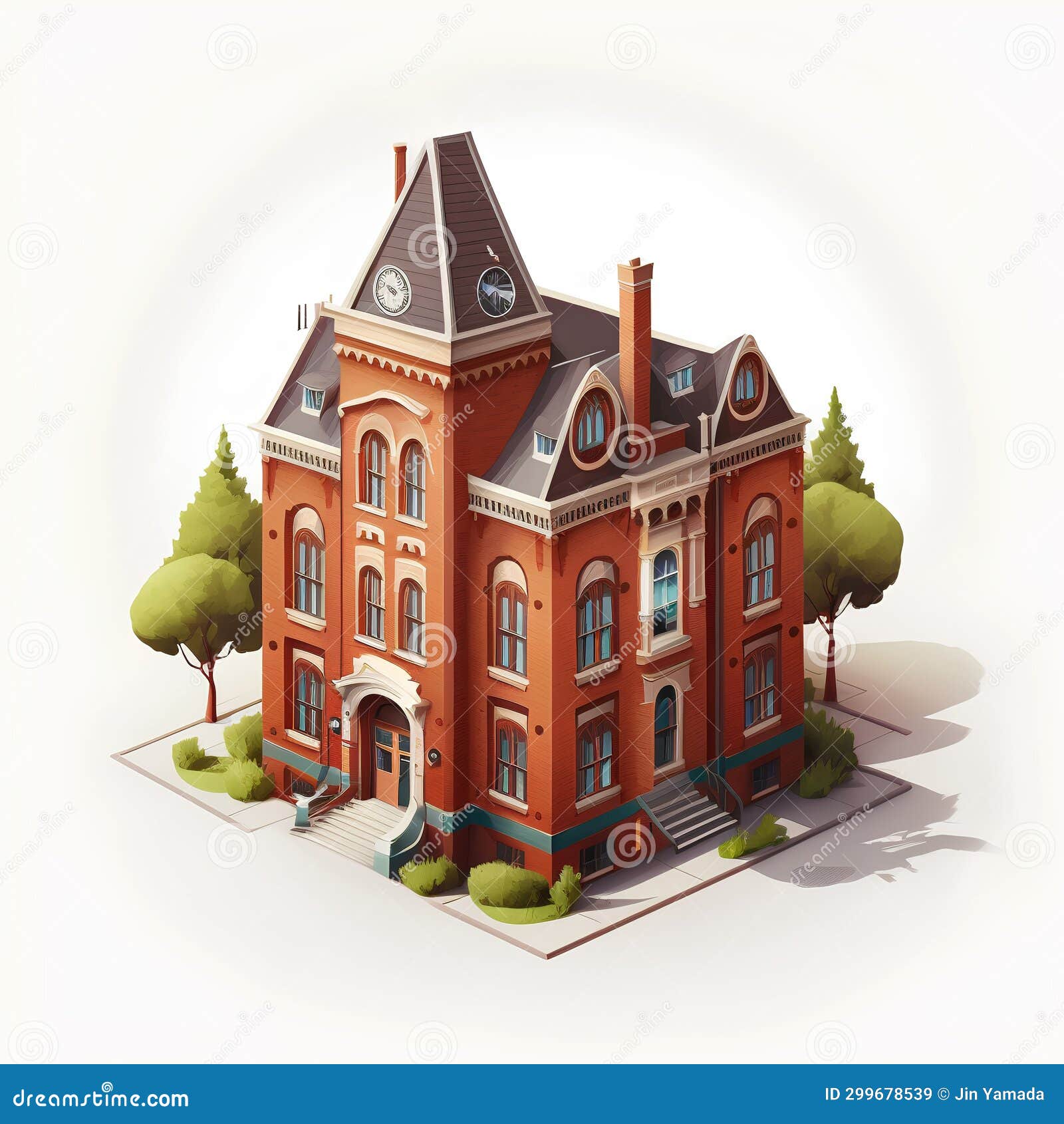 School Building in Isometric Style. Vector Illustration for Your Design ...
