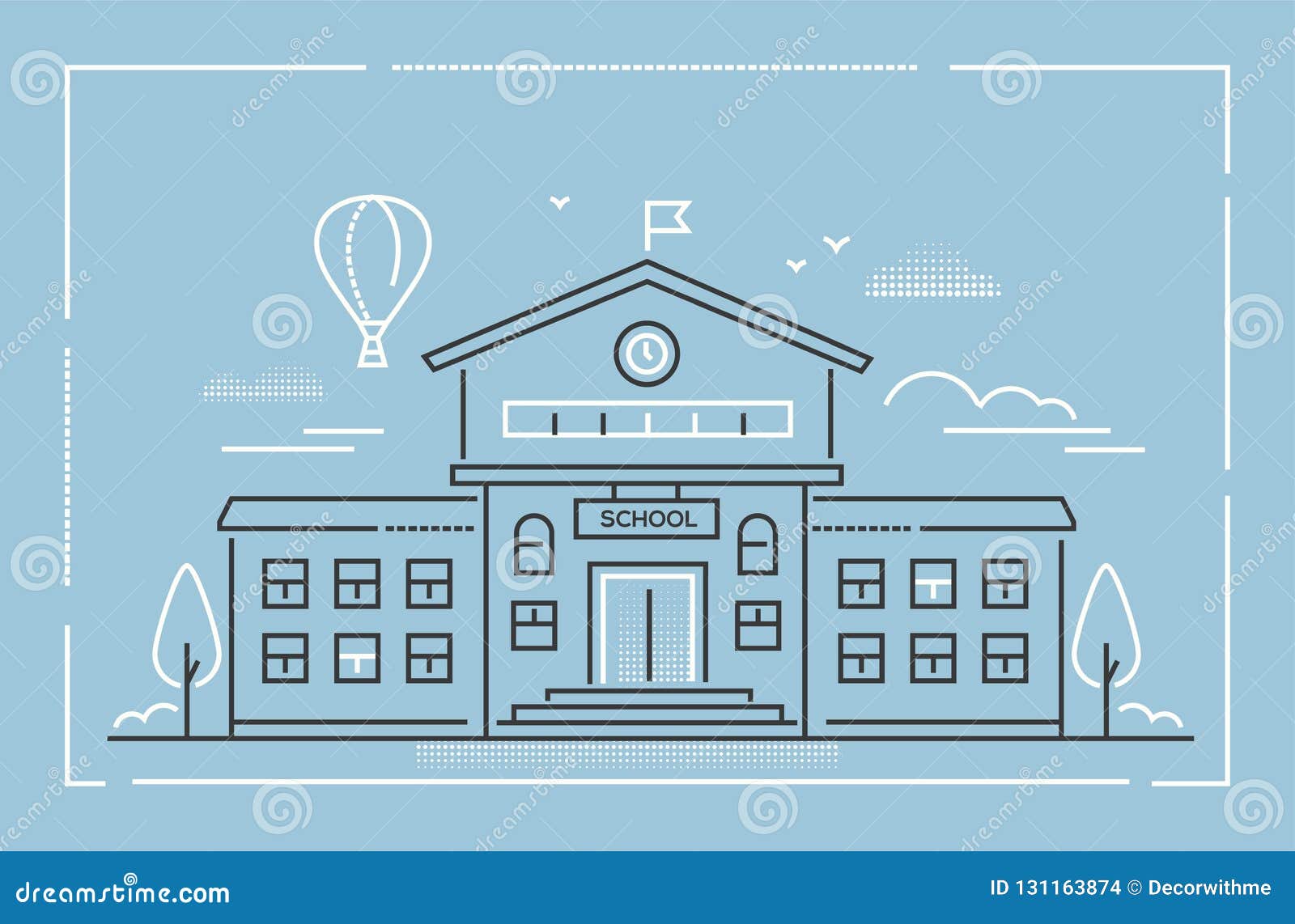 School Building - Modern Line Design Style Vector Illustration Stock ...