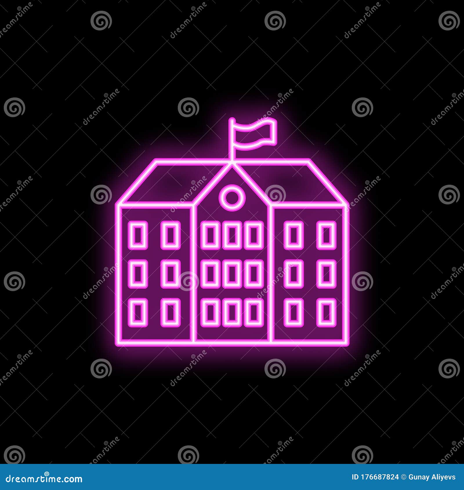School Building Neon Icon. Simple Thin Line, Outline Vector of School ... School Building Neon Icon. Simple Thin Line, Outline Vector of School ...