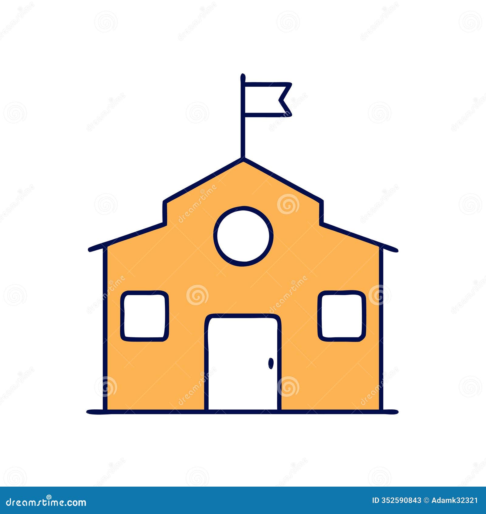 School Building Outline Vector Illustration for Educational Materials ...