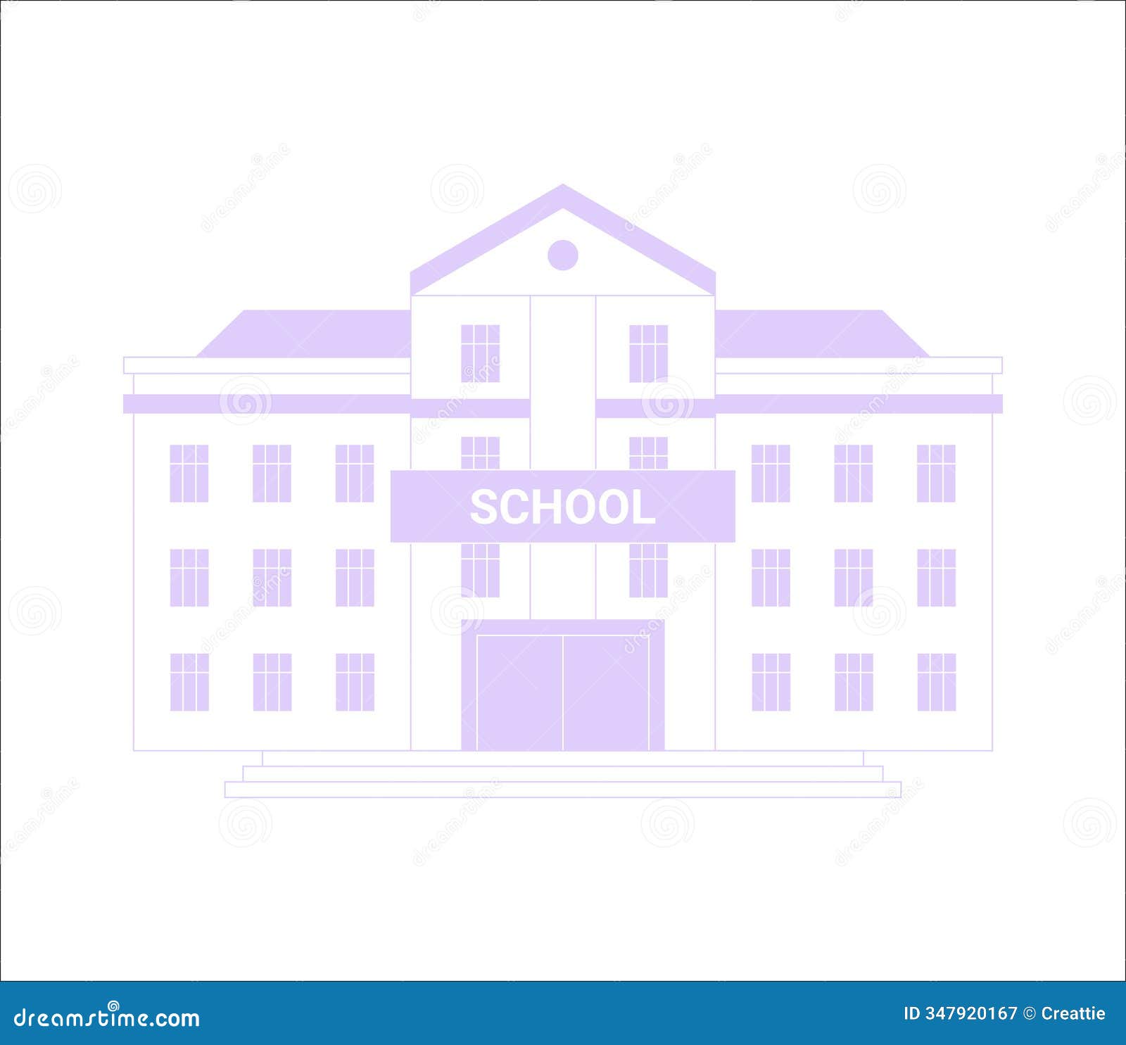 School Building with Pillars and Signage in Flat Vector Illustration ...