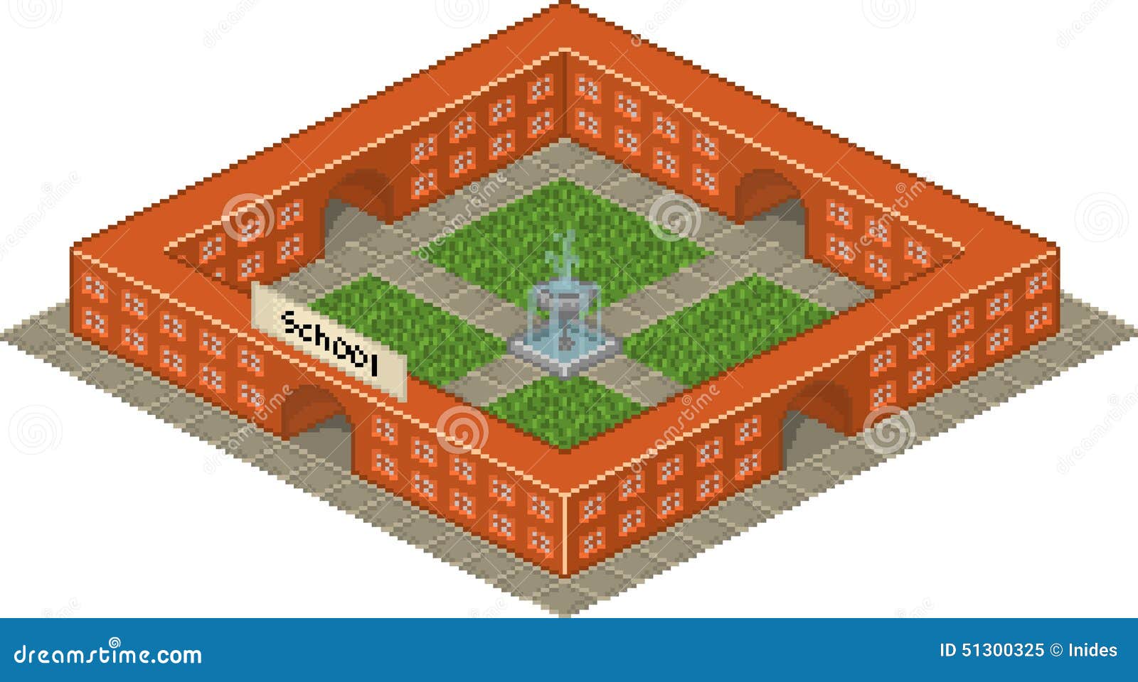 School Building in Pixel Art Style Stock Vector - Illustration of ...