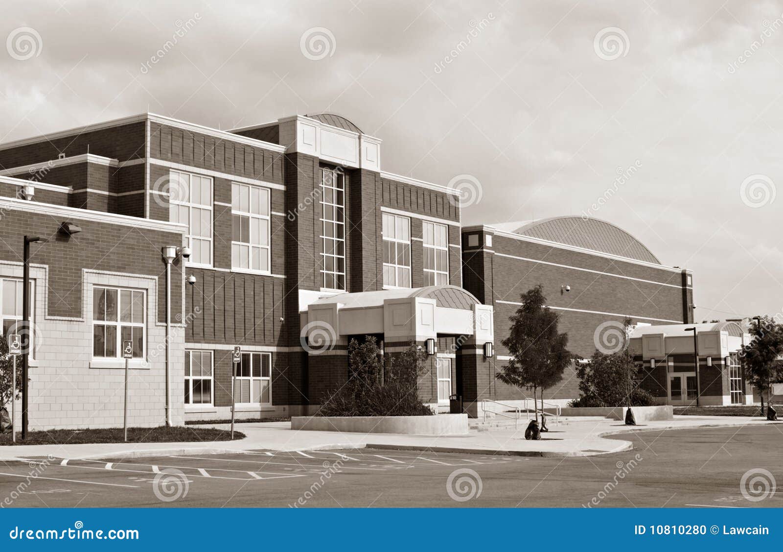 School Building in Sepia stock photo. Image of corporation - 10810280