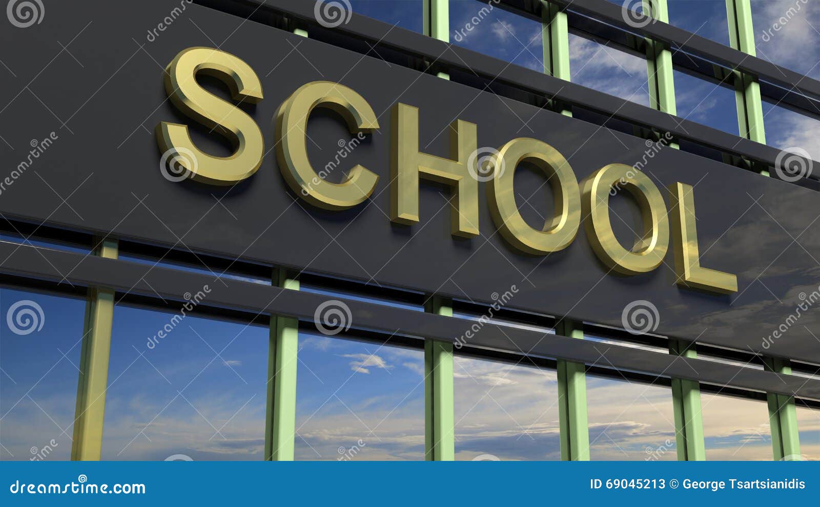 School Building Sign Closeup Stock Illustration - Illustration of ...