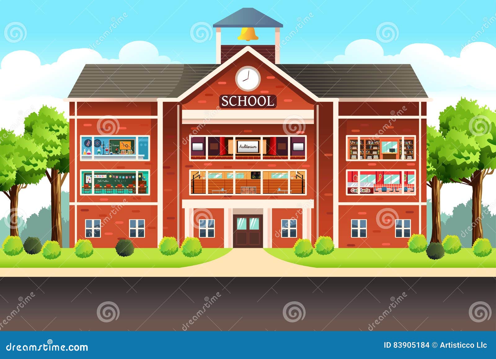 School Building stock vector. Illustration of university - 83905184