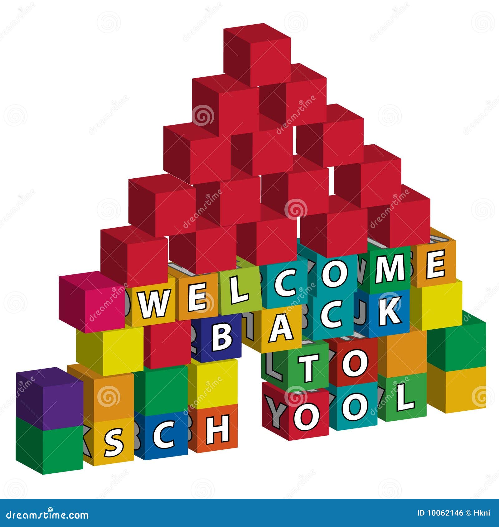 School built of toy blocks stock vector. Illustration of cube - 10062146