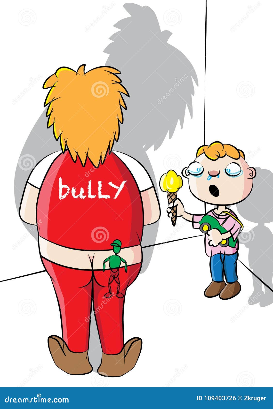 School Bully Bullying Sad Victim - Cartoon Boys In Corridor Interior ...
