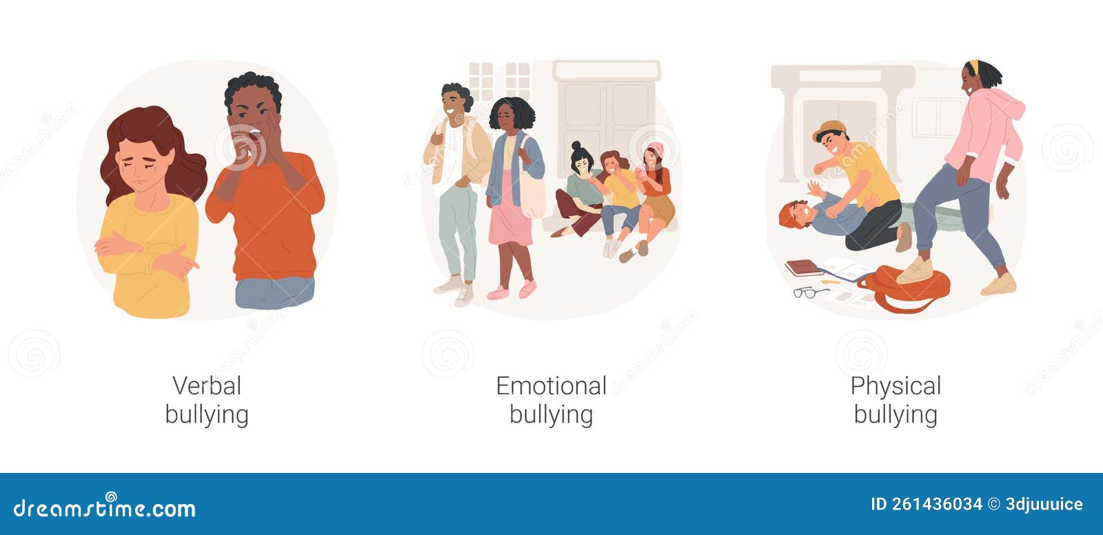 School Bullying Isolated Cartoon Vector Illustration Set Stock Vector
