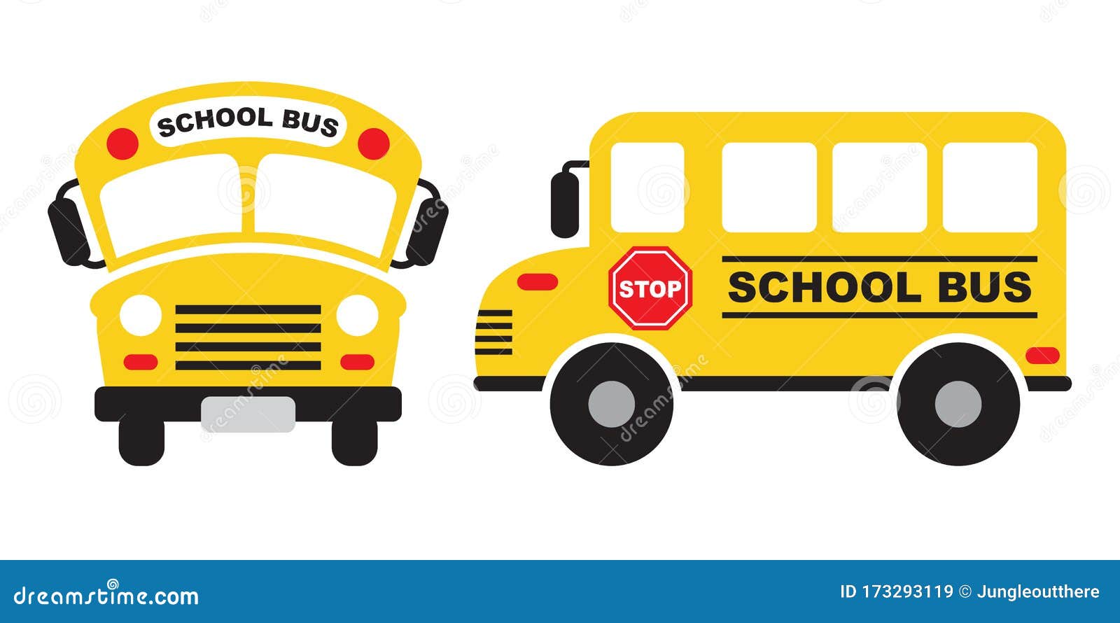 School Bus Front and Side View Stock Vector - Illustration of childhood ...
