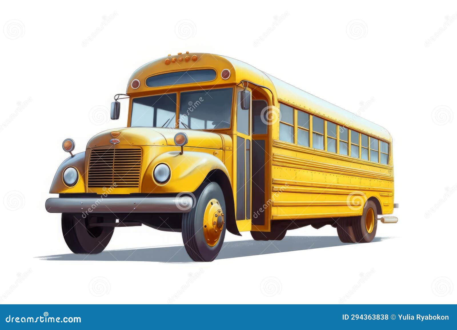 School Bus Art Work on White. Generate Ai Stock Illustration - Illustration of artwork ...