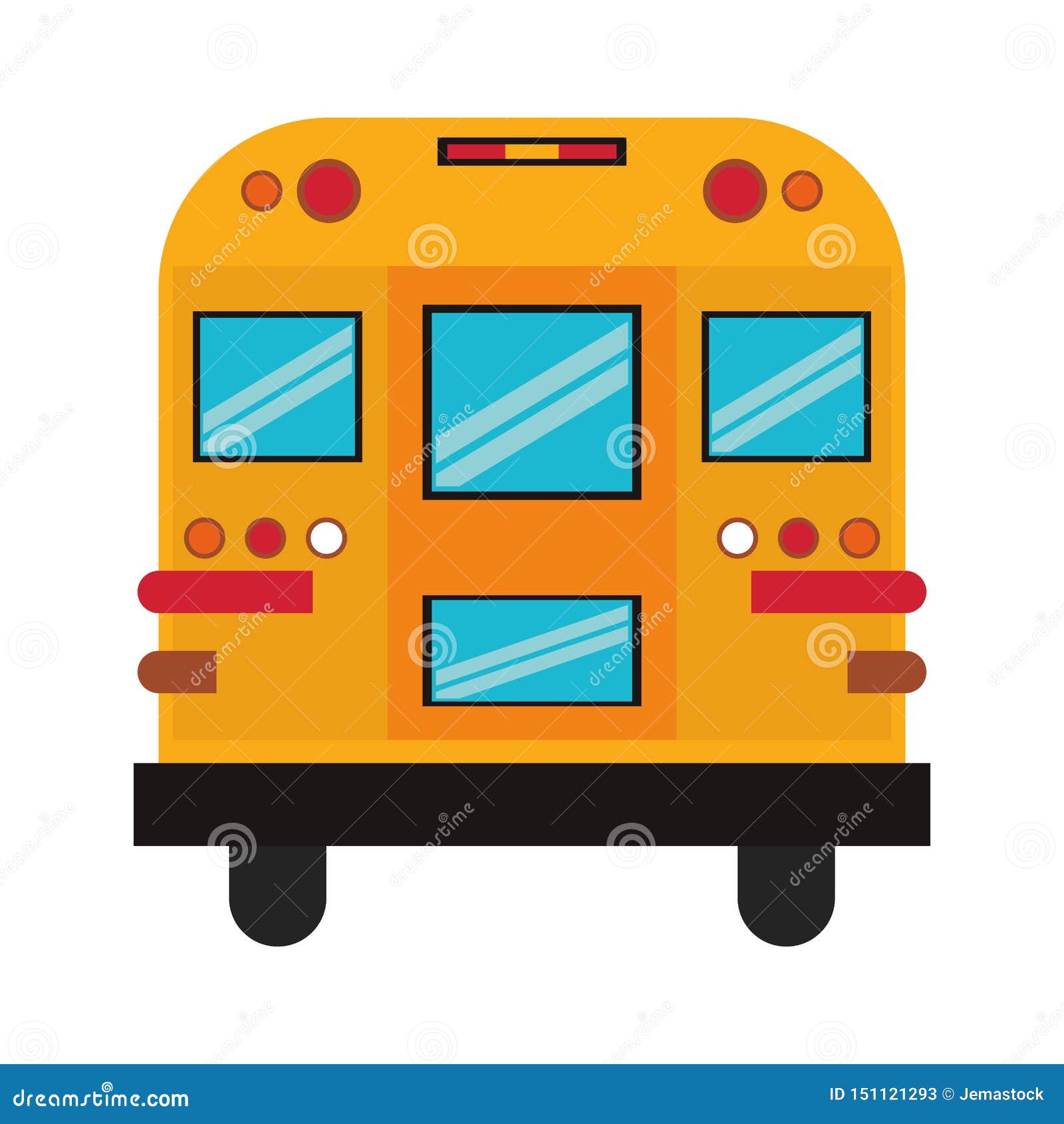 School Bus Backview Isolated Cartoon Stock Vector - Illustration of ...