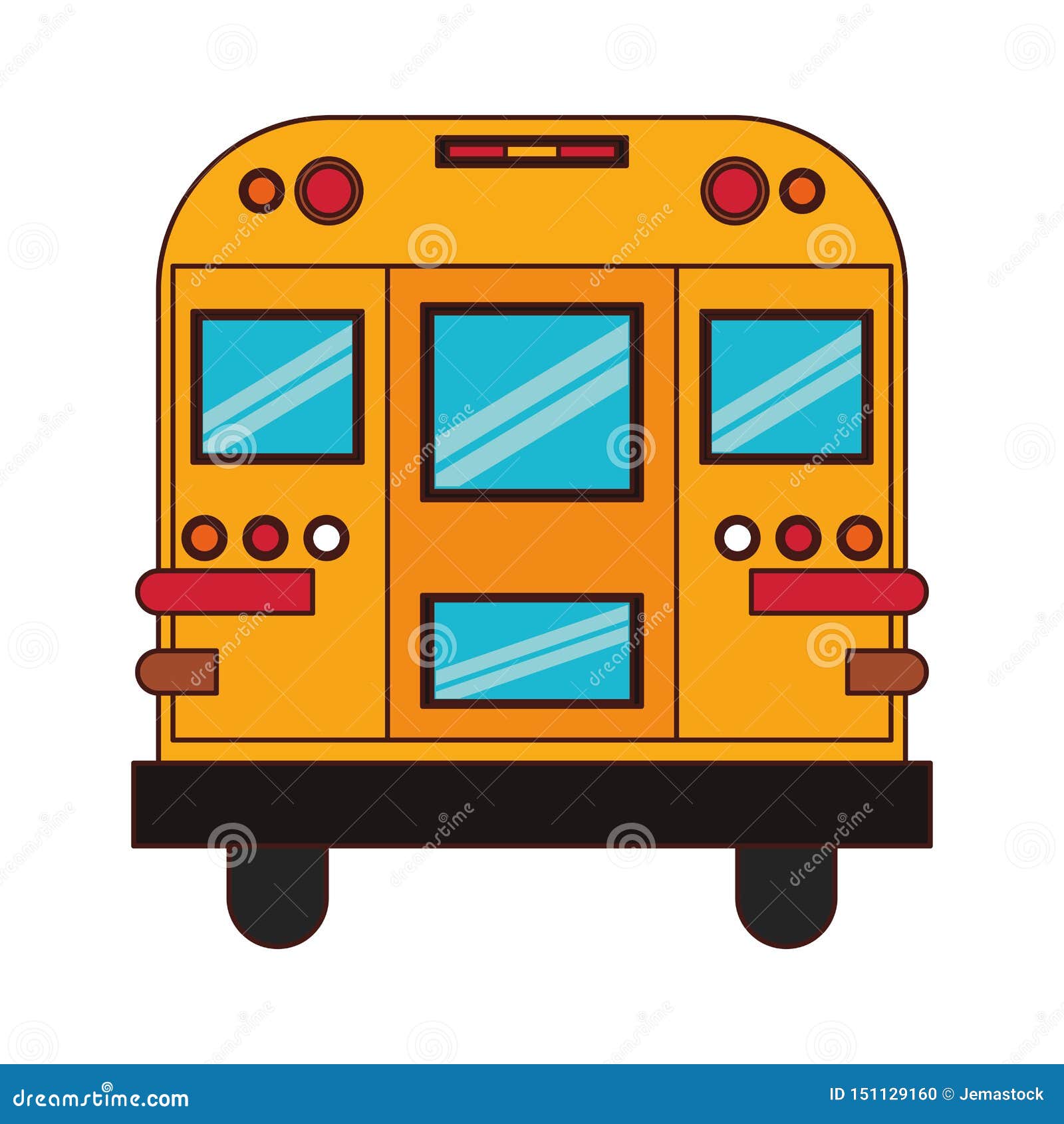 School Bus Backview Isolated Cartoon In Black And White Vector ...