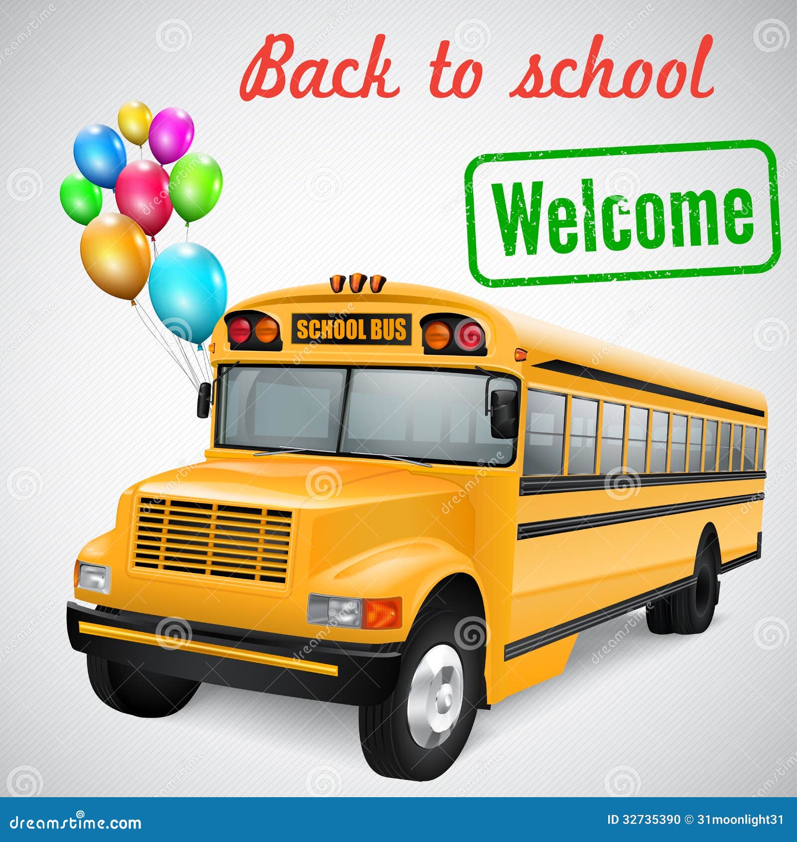 School Bus With Balloons Vector Illustration | CartoonDealer.com #32735390