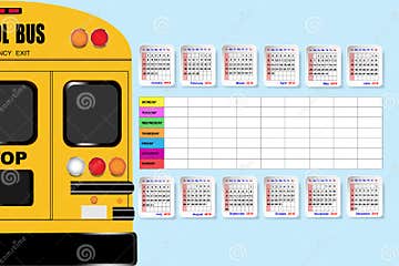 School bus and calendar stock vector. Illustration of stop - 97441011